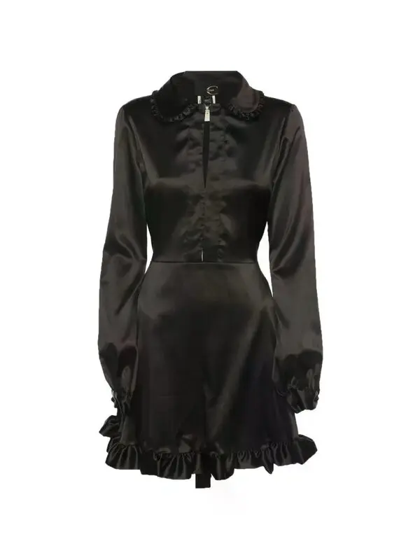 Just Cavalli Ruffle-trim Belted Mini Dress - Black