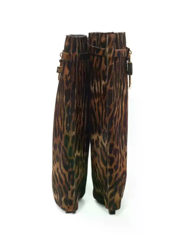 Givenchy Shark Lock Leopard-print Calf Hair Knee-high Boots