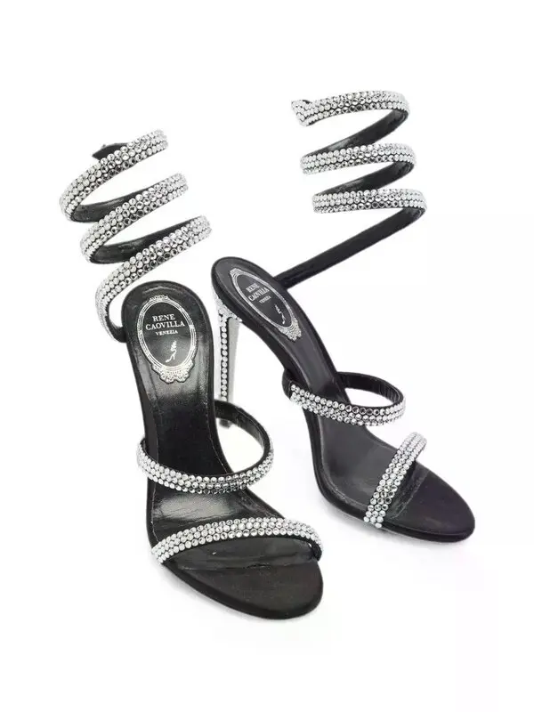 Rene Caovilla Cleo Satin Crystal Embellished Stiletto Sandals
