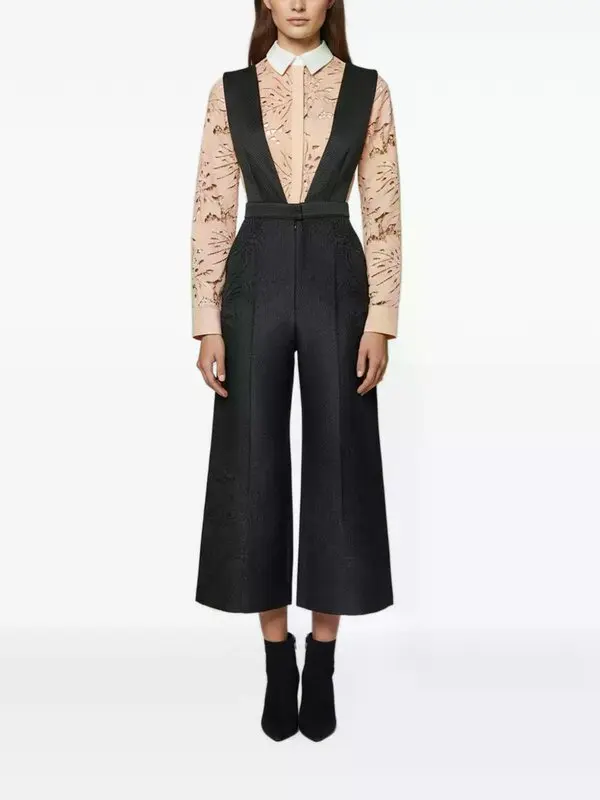 SELF-PORTRAIT Botanical Crest Jacquard Jumpsuit - Black