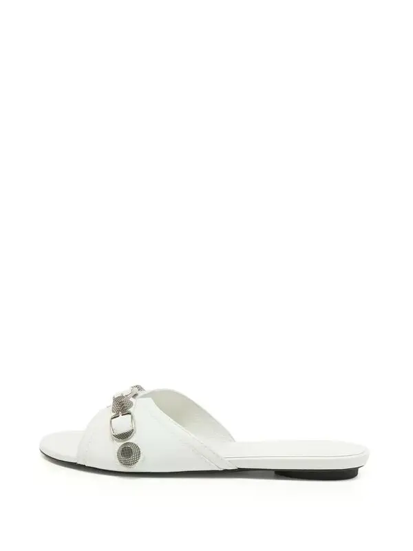 Balenciaga Le Cagole Leather Flat Sandals - White