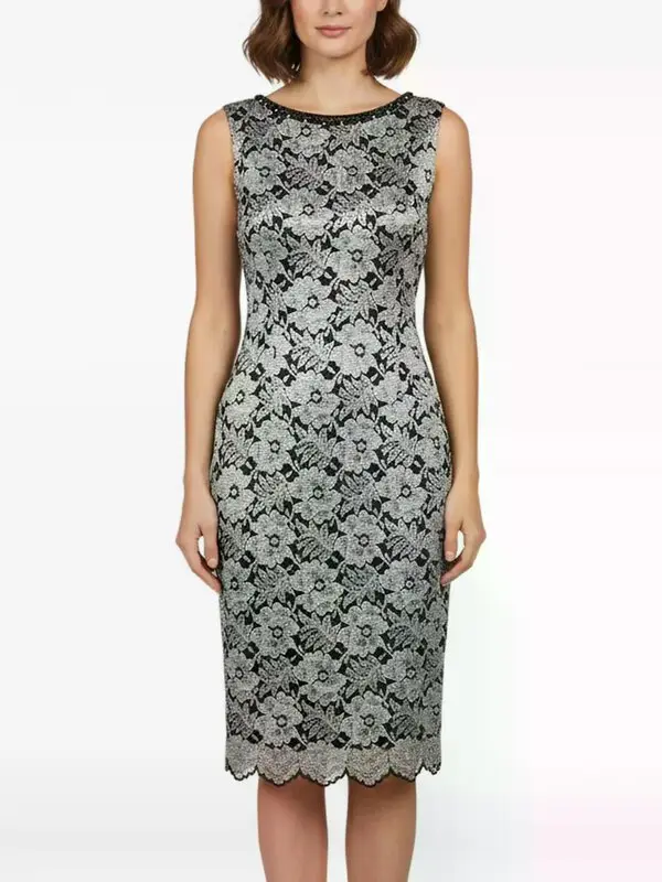 Roberto Cavalli Floral Jacquard V-back Midi Dress - Grey