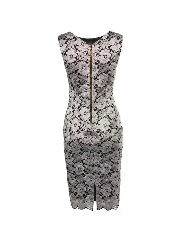 Roberto Cavalli Floral Jacquard V-back Midi Dress - Grey
