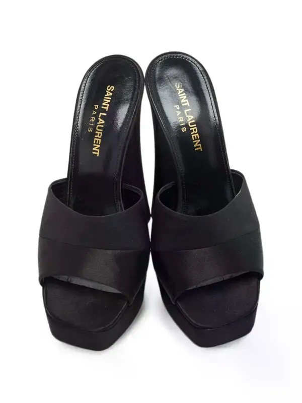 Saint Laurent Satin Platform Block Heel Sandals