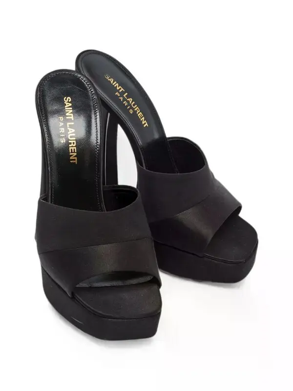 Saint Laurent Satin Platform Block Heel Sandals