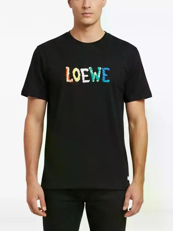 Loewe Logo Embroidered T-shirt - Black
