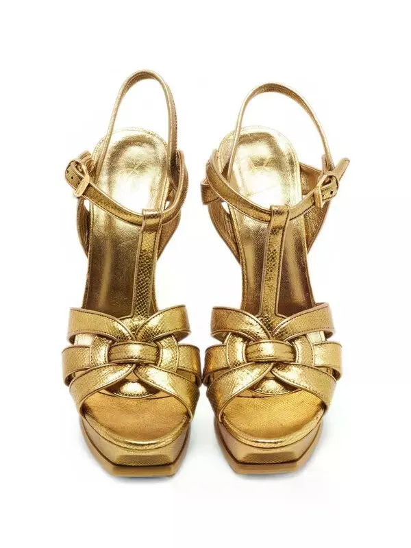 Saint Laurent Tribute Lizard-embossed Leather Sandals