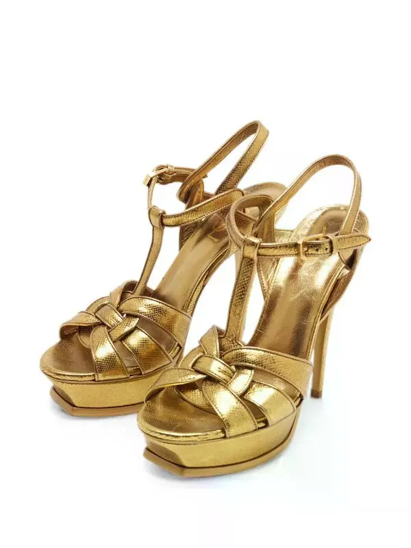 Saint Laurent Tribute Lizard-embossed Leather Sandals