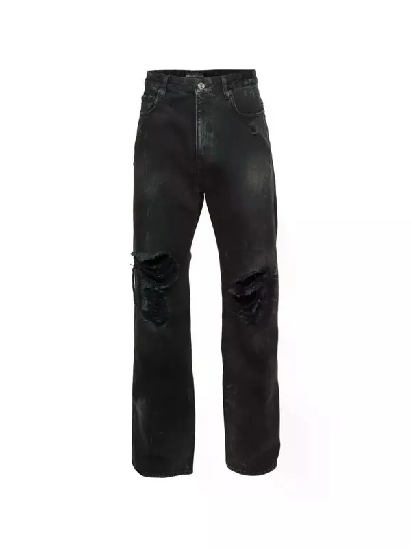 Balenciaga Distressed Straight-leg Jeans - Black