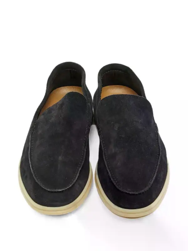 Loro Piana Suede Almond Toe Slip-on Loafers