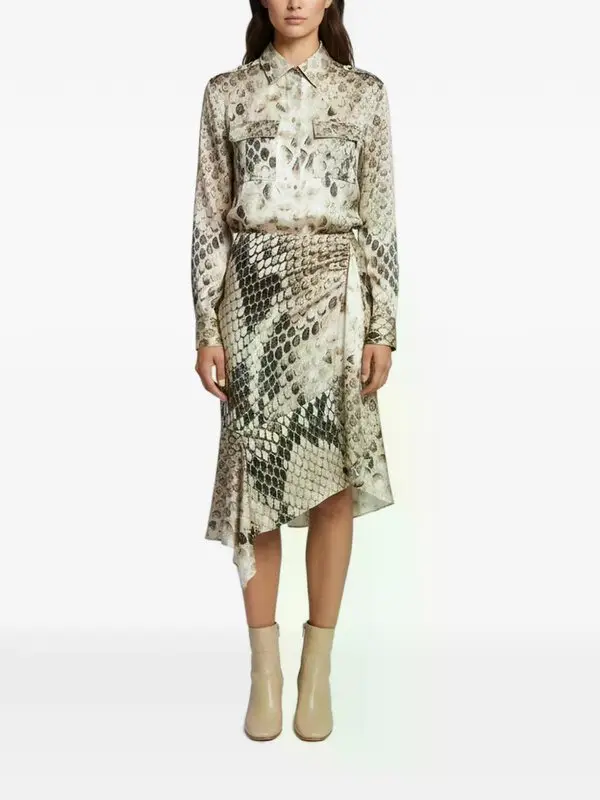 Roberto Cavalli Snakeskin-print Asymmetrical Midi Dress