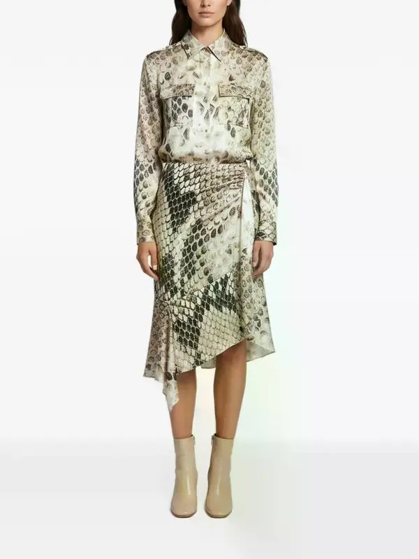 Roberto Cavalli Snakeskin-print Silk Midi Dress - Neutrals