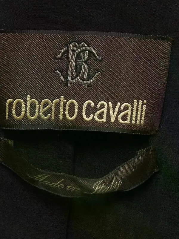 Roberto Cavalli Satin Feather Print Single-breasted Blazer