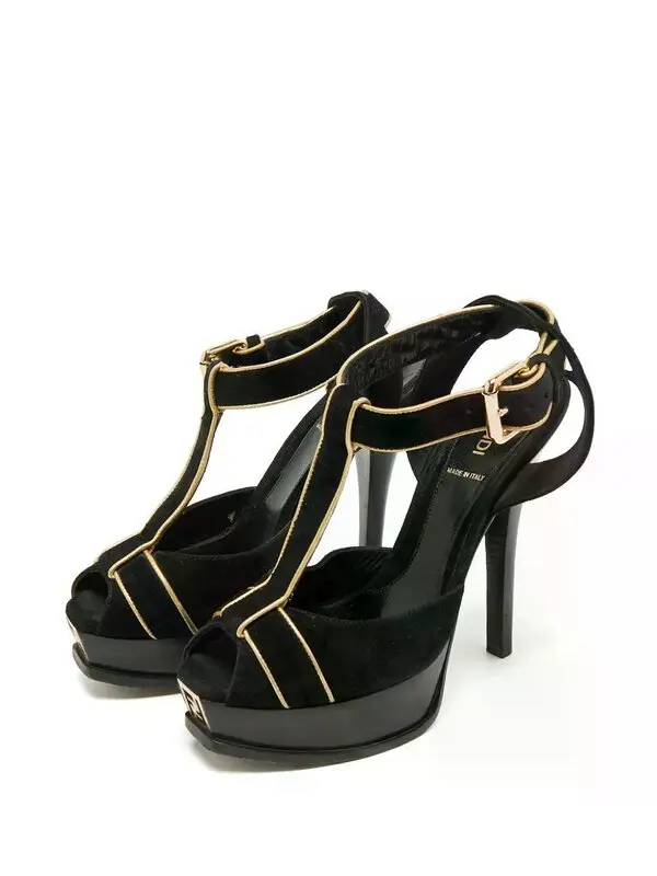 Fendi Spuntata Suede Heeled Sandals