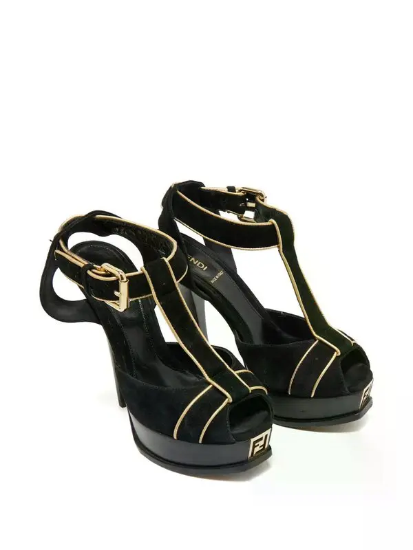 Fendi Spuntata Suede Heeled Sandals