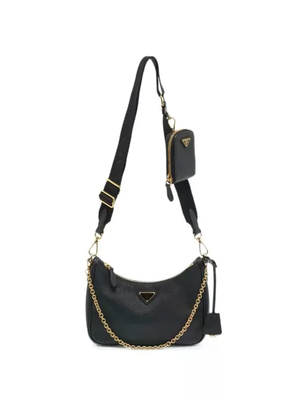 Prada Re-edition 2005 Saffiano Lux Leather Shoulder Bag - Black