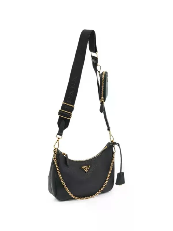 Prada Re-edition 2005 Saffiano Lux Leather Shoulder Bag - Black