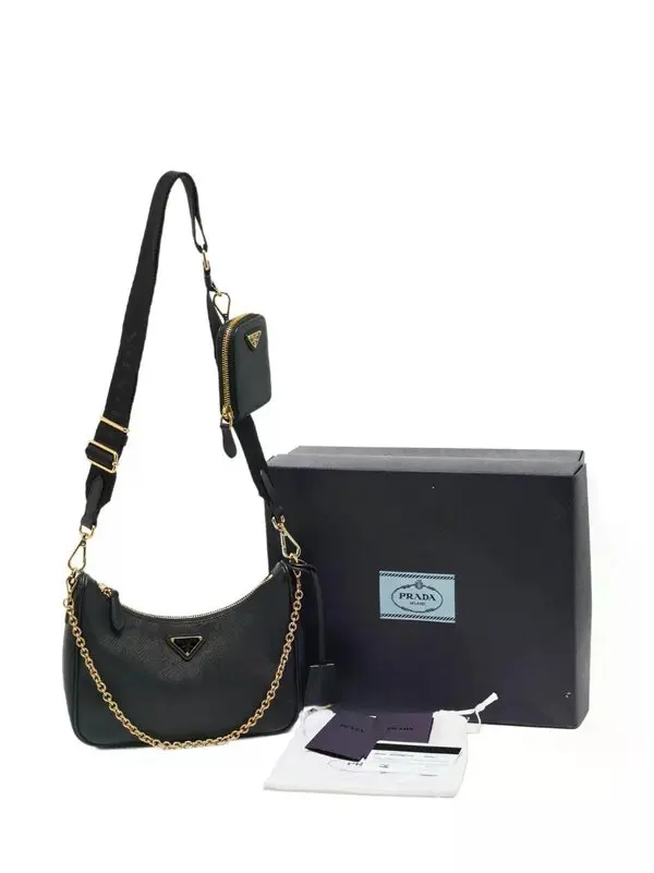Prada Re-edition 2005 Saffiano Lux Leather Shoulder Bag - Black