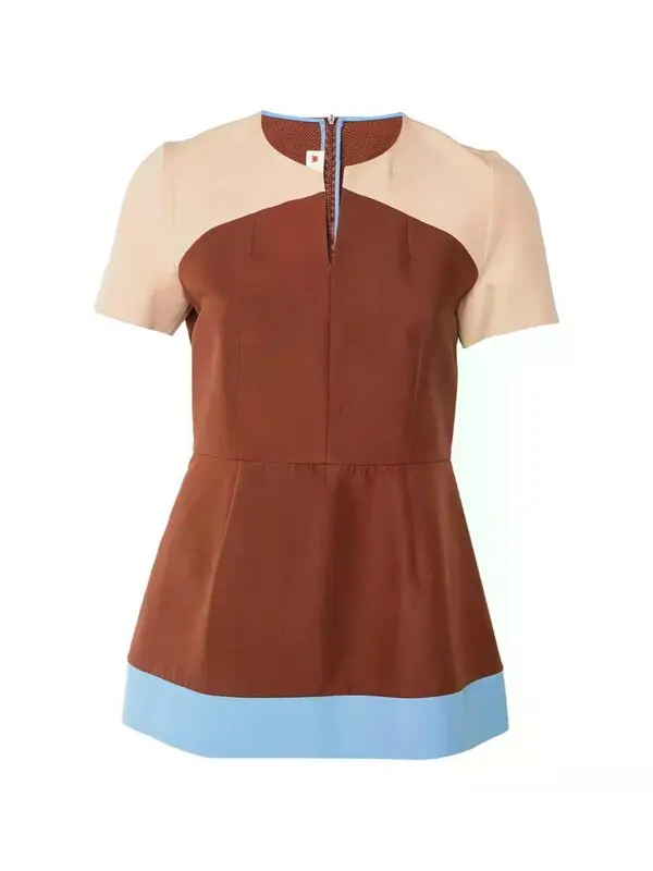 Marni Cotton Colour-block Mini Dress - Brown