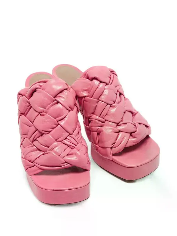 Bottega Veneta Intrecciato Leather Heeled Sandals