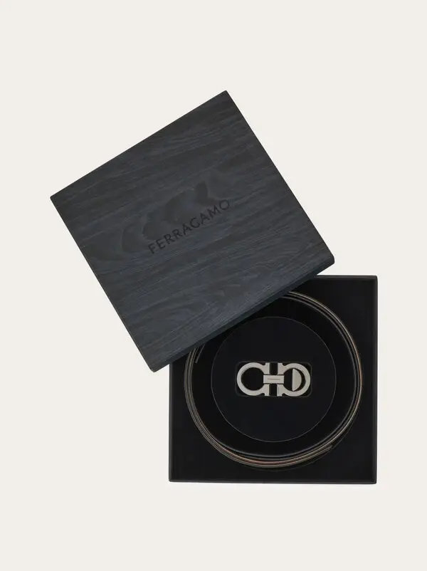 FERRAGAMO Gancini Buckle Belt Set - Black