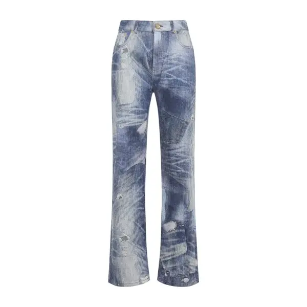 Roberto Cavalli Dark Cotton Jeans With Graphic Print