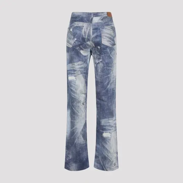 Roberto Cavalli Dark Cotton Jeans With Graphic Print