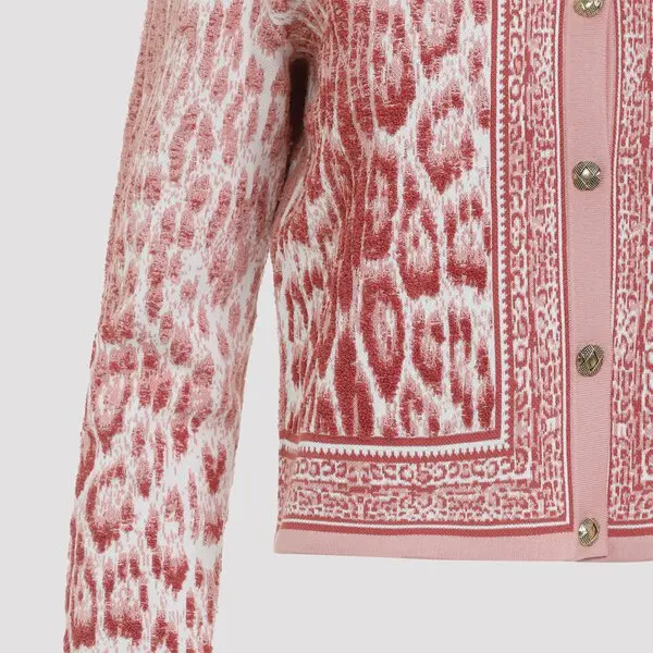 Roberto Cavalli Jaguar Print Fine Knit Cardigan