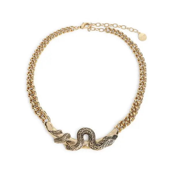 Roberto Cavalli Old Gold Brass Serpentine Necklace - Silver