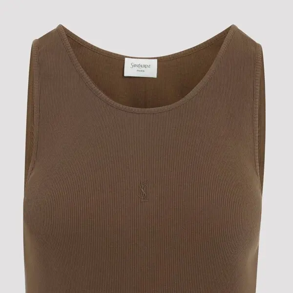 Saint Laurent Cassandre Logo Tank Top - Brown