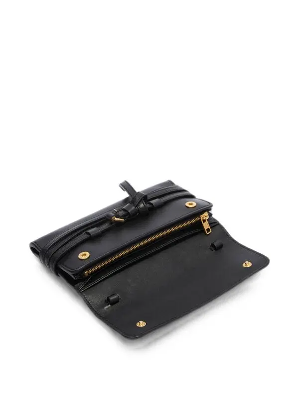 Moschino Black Leather Wallet With Chain Strap