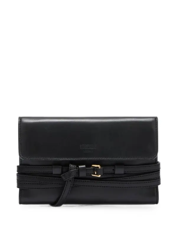 Moschino Black Leather Wallet With Chain Strap - Multicolor