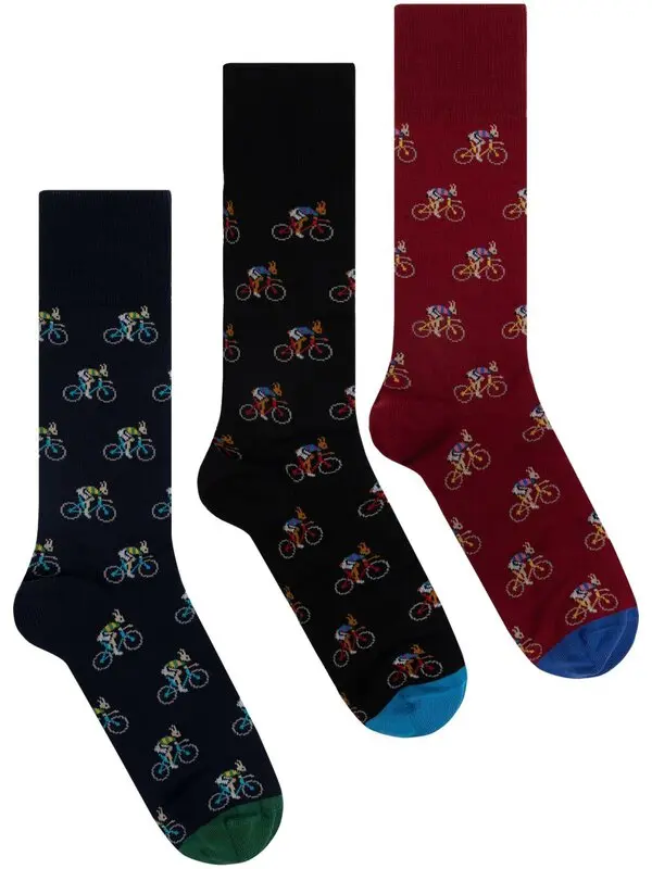Paul Smith Pack Of Three Patterned Socks - Multicolor