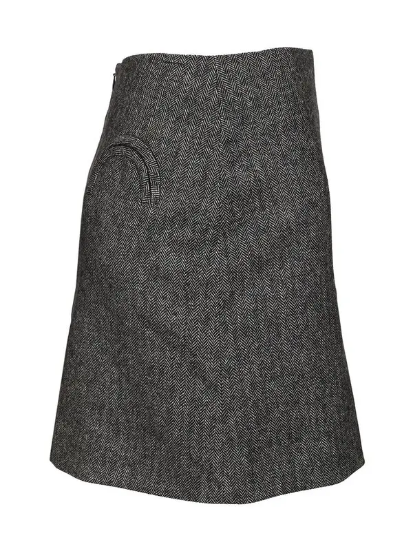 BLAZÉ MILANO Coci" Mini Skirt In Virgin Wool Blend - Gray