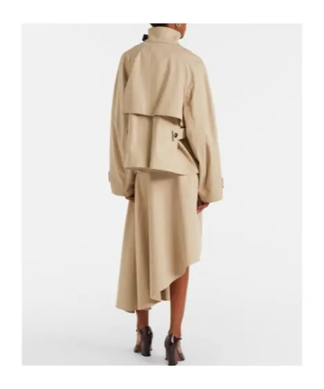 Loewe Leather-trimmed Cotton And Silk Gabardine Midi Skirt