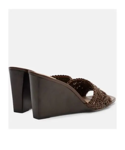 Veronica Beard Ellen Macramé Leather Wedge Mules