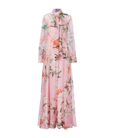 LEO Lilith Bow Detail Floral Chiffon Maxi Dress