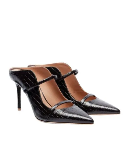 MALONE SOULIERS Maureen 85 Croc-effect Leather Pumps