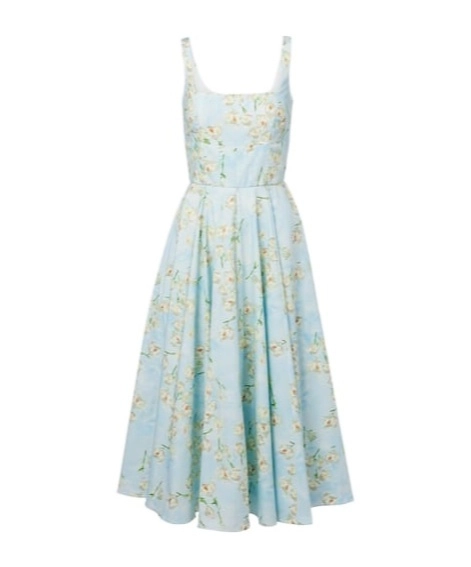 EMILIA WICKSTEAD Mona Floral Cotton Midi Dress - Blue