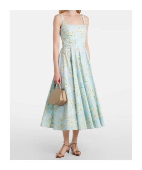 EMILIA WICKSTEAD Mona Floral Cotton Midi Dress - Blue