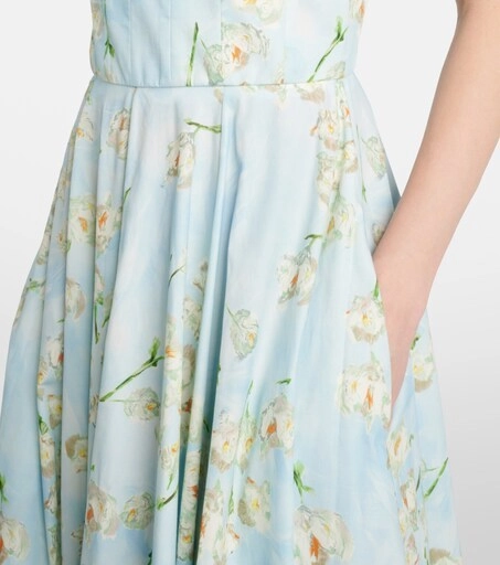 EMILIA WICKSTEAD Mona Floral Cotton Midi Dress - Blue