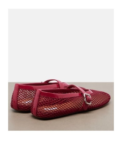 Alaïa Fishnet And Patent Leather Mary Jane Flats