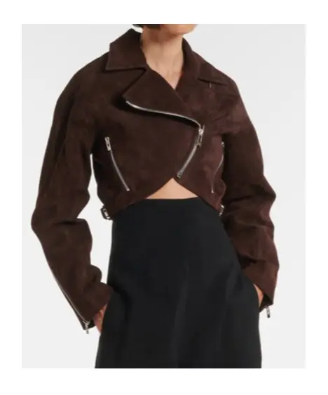 Alaïa Cropped Suede Biker Jacket