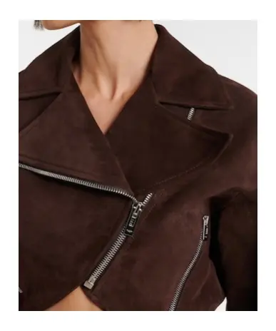 Alaïa Cropped Suede Biker Jacket
