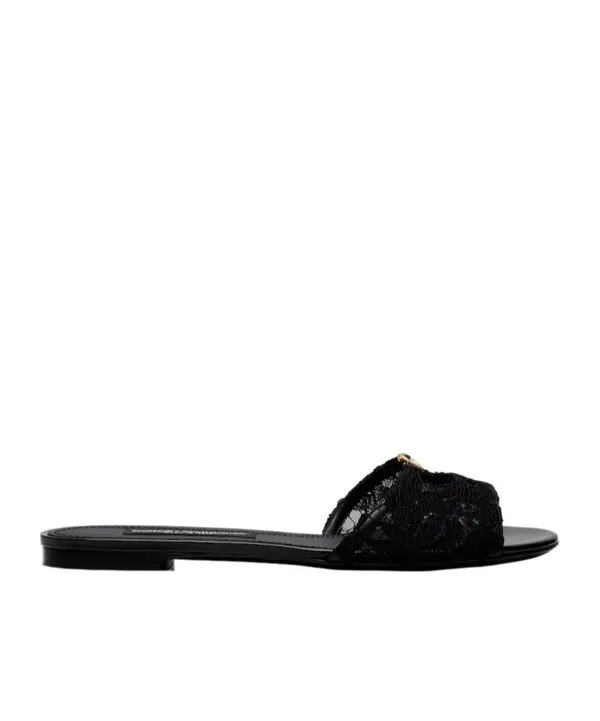 Dolce & Gabbana Dg Lace Slides - Black