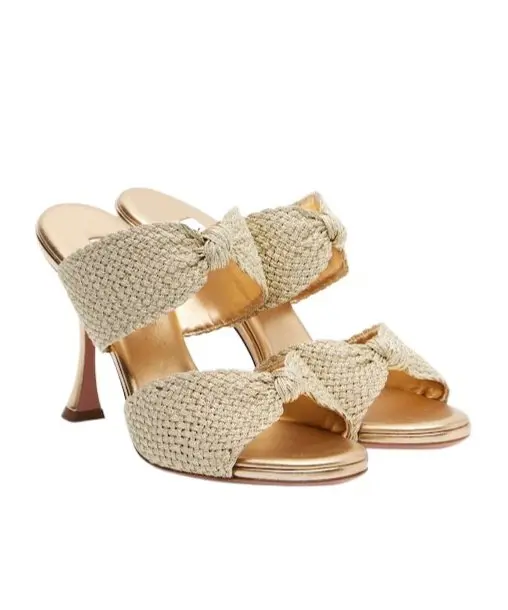 AQUAZZURA Raffia-effect Mules