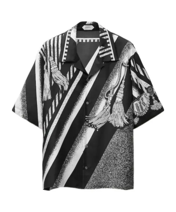 Versace Printed Silk Twill Shirt - Black
