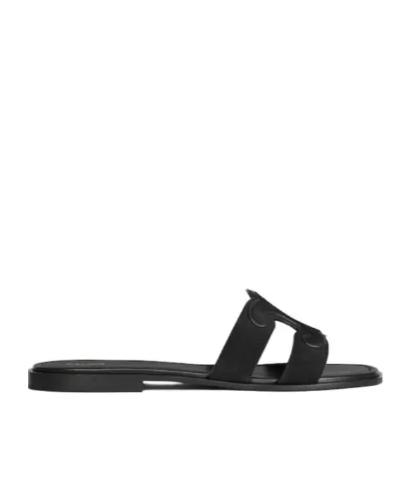 Celine Suede Calfskin Marina Triomphe Mule - Black