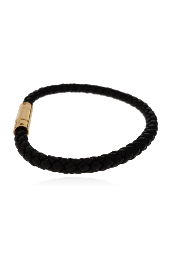 TOM FORD Braided Leather Bracelet With Gold-tone Clasp