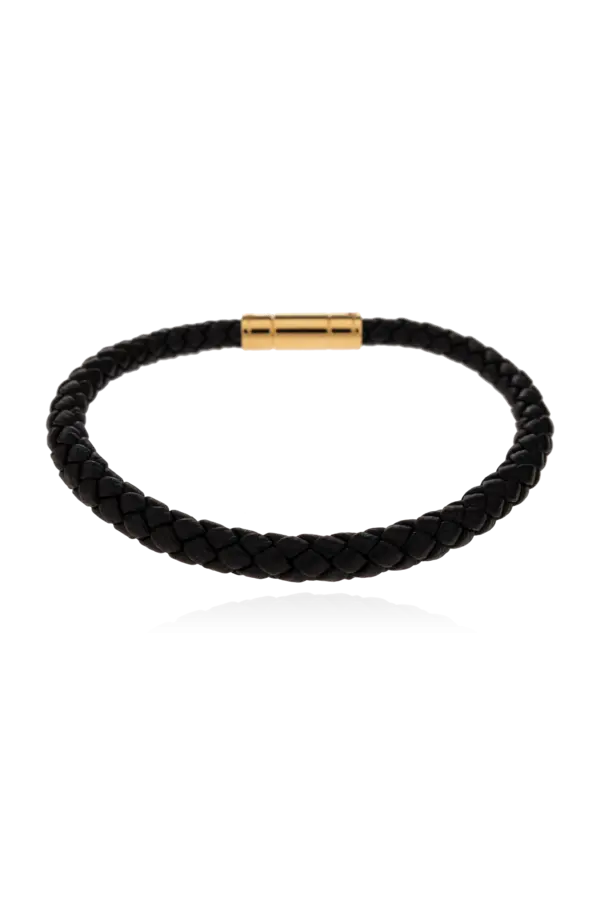 TOM FORD Braided Leather Bracelet With Gold-tone Clasp